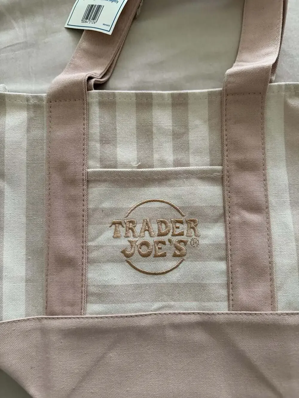 Trader Joe'S | Bags | Trader Joes Mini Pastel Striped Canvas Tote Bag ...